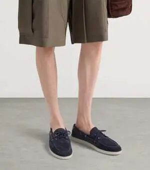 Prada Suede Boat Shoes - Blue