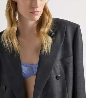 Prada Wool Check Double-breasted Blazer