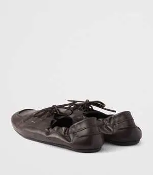 Prada Antiqued Leather Shuffle Loafers - Brown
