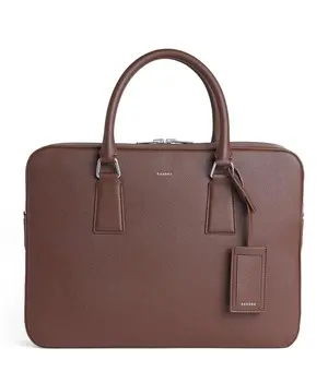 Sandro Leather Slim Briefcase - Red
