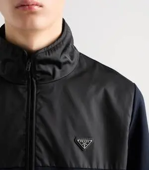 Prada Cotton-blend Fleece Bomber Jacket - Blue