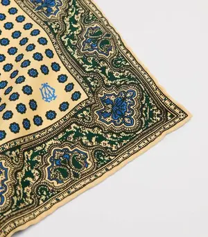 Dunhill Mulberry Silk Printed Pocket Square - Beige