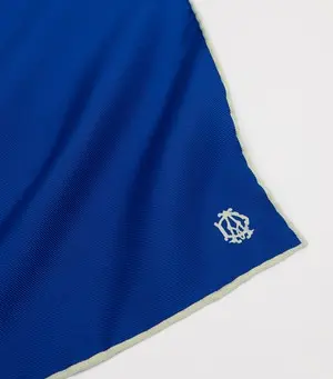 Dunhill Mulberry Silk Cypher Logo Pocket Square - Blue