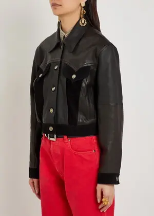 Versace Paneled Leather Jacket