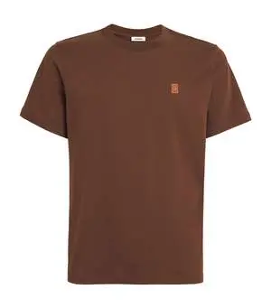 Sandro Cotton Logo-patch T-shirt - Brown