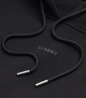 Sandro Cotton Logo Hoodie - Black