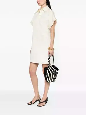 JOSEPH Collared Short-sleeve Mini Dress - Neutrals