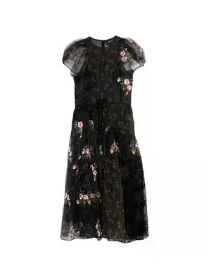 Simone Rocha Puff-sleeve Patchwork Dress - Black