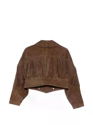 Rixo Darragh Fringed Cropped Jacket - Brown