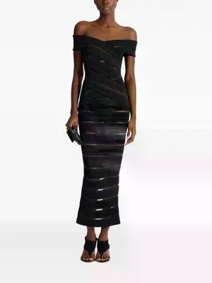 Balmain Knit Bodycon Midi Dress - Black