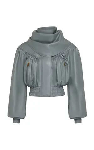 Zimmermann Valiant Cropped Leather Jacket - Blue