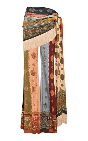 Zimmermann Valiant Fringed Silk Flared Pants - Multi