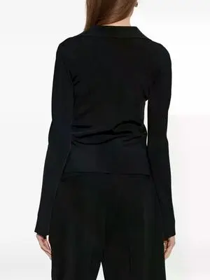 Alexander Wang Long-sleeve Polo-collar Blouse - Black