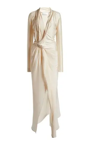 Victoria Beckham Lea Twist-detail Midi Dress - Ivory