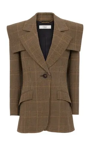 Chloé Cape Shoulder Wool Jacket - Brown