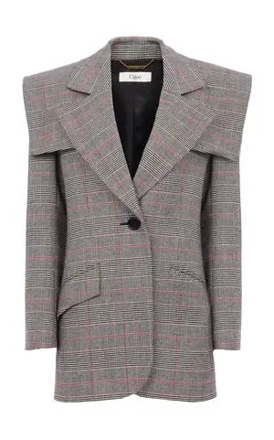 Chloé Cape Shoulder Wool Jacket - Grey