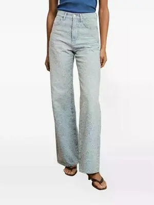 Veronica Beard Taylor Floral-embroidery High-rise Jeans - Blue