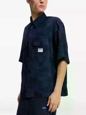 Hugo Ekyno Chest-pocket Checked Shirt - Blue