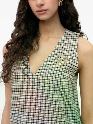 Hugo Mini Checked V-neck Dress