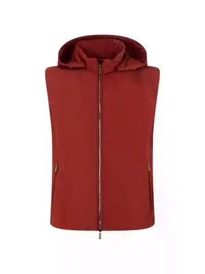MOORER Hooded Zip-up Vest - Red