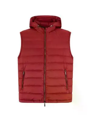 MOORER Padded Hooded Gilet - Red