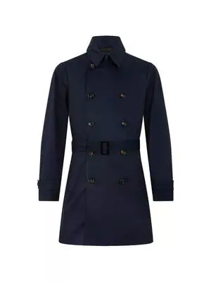MOORER Belted Trench Coat - Blue