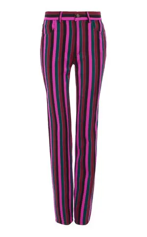 Chloé Striped Wool Straight-leg Trousers - Pink