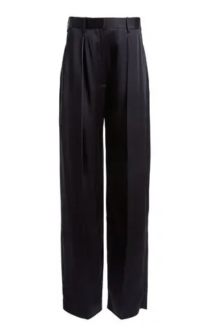 Victoria Beckham Cecilia Silk Pleated Trouser - Black