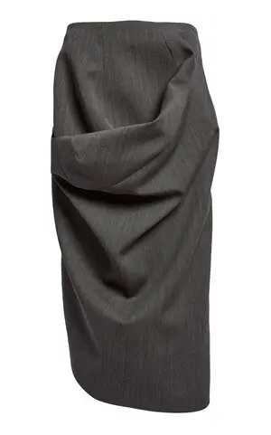 Victoria Beckham Wool Midi Skirt - Grey