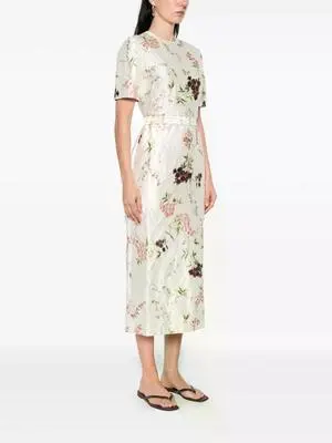 Erdem Floral Print Textured Midi Dress - Neutrals