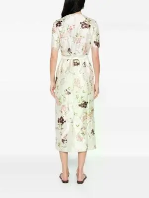 Erdem Floral Print Textured Midi Dress - Neutrals