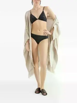 Brunello Cucinelli Striped Bikini Bottom - Black