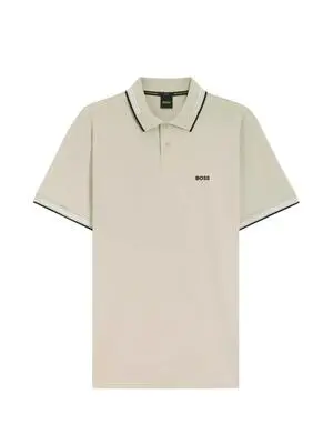 BOSS Slim-fit Polo Shirt In Stretch Cotton With Logo - Neutrals