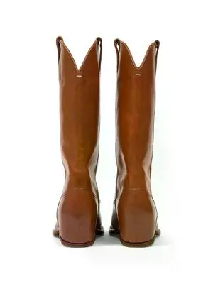 MAISON MARGIELA Heel-less Cowboy Leather Boots - Brown