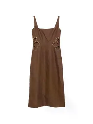 Maje Maxi Dress With Floral Cut-outs And Gold-tone Eyelets