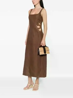 Maje Maxi Dress With Floral Cut-outs And Gold-tone Eyelets