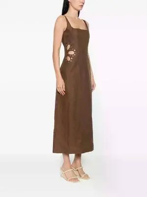Maje Maxi Dress With Floral Cut-outs And Gold-tone Eyelets