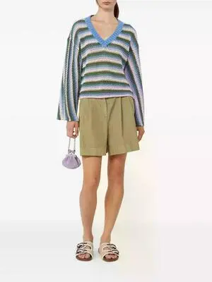 Max Mara Epica Striped V-neck Sweater - Blue