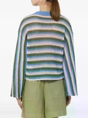 Max Mara Epica Striped V-neck Sweater - Blue