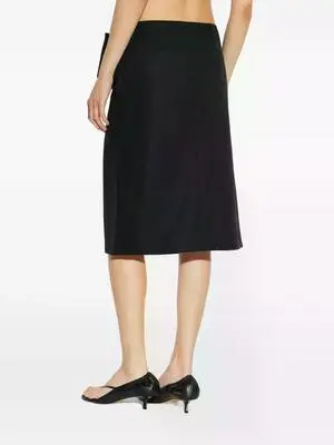 AMI Paris Buckled Wrap Midi Skirt - Black