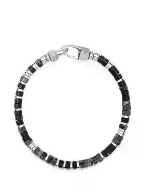NIALAYA JEWELRY Onyx Heishi Bracelet - Silver