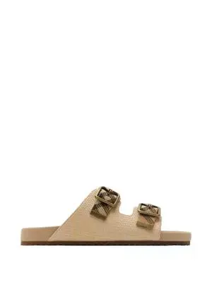 Burberry Raffia-effect Urchin Sandals - Neutrals