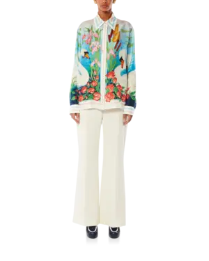 Casablanca Le Lac Tranquille Long Sleeve Silk Shirt