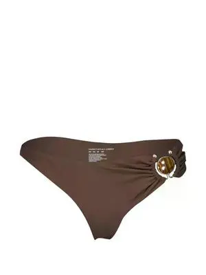 Christopher Esber Stone-embellished Ruched Bikini Bottom - Brown