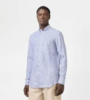 TOD'S Button Down Shirt In Striped Linen