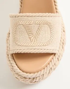 Valentino Garavani Vlogo Torchon Wedge Sandal 130mm - Ecru