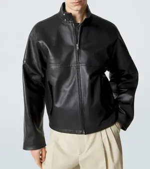 Bottega Veneta Intrecciato Leather Blouson Jacket - Black