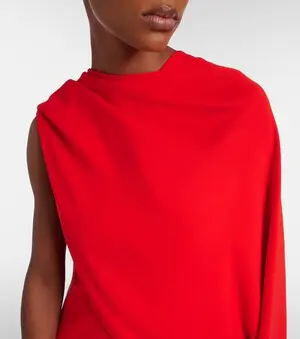 Balenciaga Open-back Cape Effect Gown In Silk And Wool Crêpe - Red