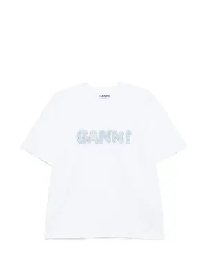 GANNI Logo Cotton T-shirt - White
