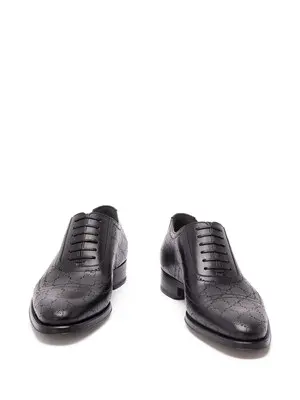 Gucci Leather Derby Shoes With Perforated Detailing - Black